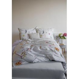 Bettwäsche Fleuresse Mako-Satin Bettwäsche 155x220 Vögel Beeren Blüten Sommer