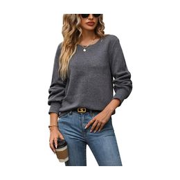 AFAZ New Trading UG Abendkleid Strickpullover Damen Einfarbiges Herbst-Sweatshirt für Damen