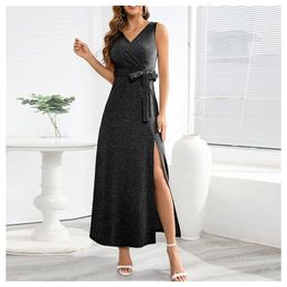 AFAZ New Trading UG Sommerkleid Damen Kleid V Ausschnitt Kurzarm High Low Wickelkleid Rüschensaum
