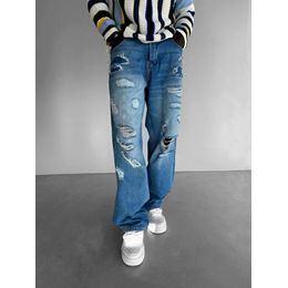 Abluka Bequeme Jeans LOOSE FIT RIPPED JEANS BLUE