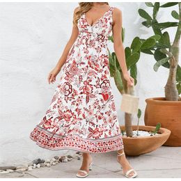 AFAZ New Trading UG Sommerkleid Wickelkleid Stehkragen Einfarbig Maxikleid Lässig Sommer Freizeitkleid