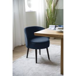 Esszimmerstuhl Fink "JAMIE" Stühle Gr. B/H/T: 59 cm x 75 cm x 57 cm, Samtvelours VELVET, blau (dunkelblau velvet) Küchenstühle