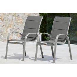 Stapelstuhl Merxx "Amalfi Deluxe" Stühle Gr. B/H/T: 55,5 cm x 104 cm x 66 cm, 2 St., Aluminium, grau Stapelstühle
