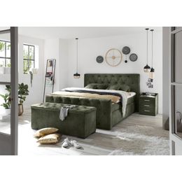 Bettbank ED EXCITING DESIGN "Hammonton" Sitzbänke Gr. B/H/T: 140 cm x 52 cm x 50 cm, Microvelours, grün (grün, infinity 10 winter moss) Bettbänke
