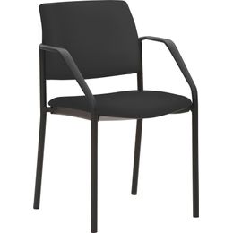 mayer Sitzmöbel Besucherstuhl MAYER SITZMÖBEL "2518" Stühle Gr. B/H/T: 59 cm x 83 cm x 56 cm, Struktur (recyceltes Polyester), 4-Fuß-Gestell schwarz-Sitz und Rücken gepolstert-fester Armlehnen + Stahl, schwarz (schwarz, schwarz) Bürohocker und Drehhocker