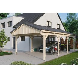 Skan Holz Einzelcarport SKANHOLZ "Fichtelberg" Carports Gr. H: 379 cm, beige (natur) Carports