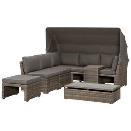 Gartenlounge-Set Konifera "Hawaii Premium" Sitzmöbel-Sets Gr. B/H/T: 219 cm x 71 cm x 142 cm, beige Gartenmöbel-Set Outdoor Möbel Bestseller