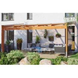 Skan Holz Terrassendach SKANHOLZ "Novara" Terrassenüberdachungen Gr. B/H/T: 557 cm x 287 cm x 359 cm, farbig lasiert, braun (eichehell) Überdachungen