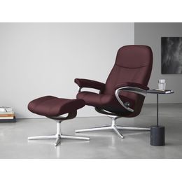 Fußhocker stressless "Consul" Hocker Gr. B/H/T: 54 cm x 41 cm x 39 cm, Leder BATICK, Cross Base Braun, rot (bordeau x batick) Fußhocker