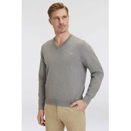V-Ausschnitt-Pullover Gant "Classic Cotton V-Neck" Gr. 4XL, grau (dark grey melange) Herren Pullover V-Ausschnitt-Pullover