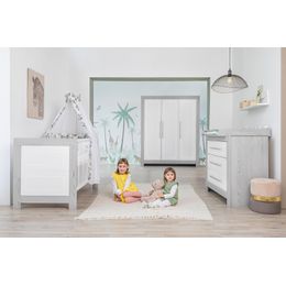 Babyzimmer-Komplettset Schardt "Scandic" Gr. Kinderbett, Wickelkommode & Schrank, B/H: 70 cm x 140 cm, grau (weiß, grau) Baby Schlafzimmermöbel-Sets Komplett-Babybetten