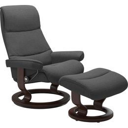 Fußhocker stressless "View" Hocker Gr. B/H/T: 57 cm x 40 cm x 47 cm, ROHLEDER Stoff Q2 FARON, Cross Base Braun, grau (dark grey q2 faron) Fußhocker