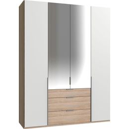 Kleiderschrank wimex "New York" Schränke Gr. B/H/T: 180 cm x 236 cm x 58 cm, 4 St., weiß (struktureichefarben hell,weiß, spiegel) Kleiderschränke mit Spiegeltür