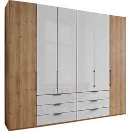 Drehtürenschrank Wiemann "Monaco" Schränke Gr. B/H/T: 246,9 cm x 216 cm x 58 cm, 5 St., braun (bianco, eiche, nachbildung, glas weiß) Drehtürenschrank Drehtürenschränke