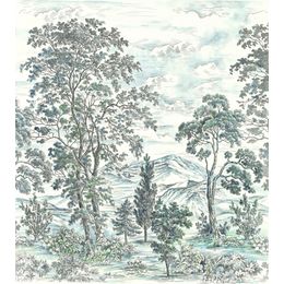 Komar Vliestapete "Highland Trees" Tapeten Gr. B/L: 250 m x 280 m, Rollen: 1 St., bunt (grün, weiß, blau) Blumentapeten