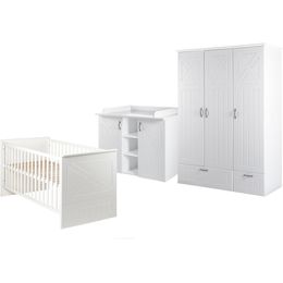 Babyzimmer-Komplettset Roba Gr. Kinderbett, Schrank & Wickelkommode, B/H: 70 cm x 140 cm, weiß Baby Schlafzimmermöbel-Sets Komplett-Babybetten