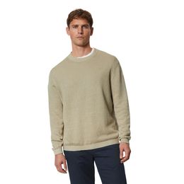 Marc O'Polo Rundhalspullover MARC O'POLO "aus Baumwolle und Leinen" Gr. L, beige Herren Pullover Rundhalspullover