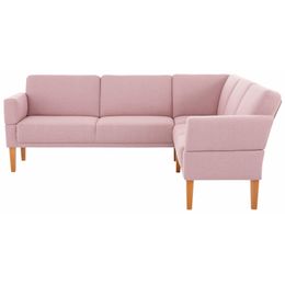 Eckbank Home Affaire "Fehmarn" Sitzbänke Gr. B/H/T: 255 cm x 98 cm x 210 cm, Strukturstoff, langer Schenkel links, rosa (flamingo) Eckbänke