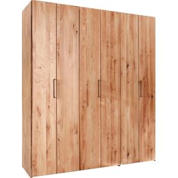 Falttürenschrank Home Affaire "Chamara" Schränke Gr. B/H/T: 185 cm x 218 cm x 65 cm, 3-türig mit Holz, 3 St., Basisausführung, beige (natur) Drehtürenschrank Kleiderschrank Drehtürenschränke