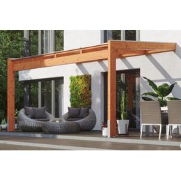 Skan Holz Terrassendach SKANHOLZ "Novara" Terrassenüberdachungen Gr. B/H/T: 450 cm x 287 cm x 359 cm, farbig lasiert, braun (eichehell) Überdachungen