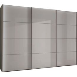 Schwebetürenschrank Wiemann "Kos" Schränke Gr. B/H/T: 295,2 cm x 236 cm x 67 cm, 3 St., grau (havanna, dekor, glas kieselgrau) Schwebetürenschränke und Schiebetürenschränke