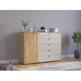 Kombikommode Wiemann "Bari" Sideboards Gr. B/H/T: 120 cm x 86 cm x 43 cm, 5, braun (bianco, eiche, champagnerglas) Kombikommoden