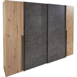 Dreh-/Schwebetürenschrank FORTE "Narago, TOPSELLER Made in Europe, verschiedenen Farben" Schränke Gr. B/H/T: 270,3 cm x 210 cm x 61 cm, 4 St., braun (artisan eiche, betonoptik dunkelgrau) Kleiderschränke Bestseller