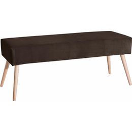 Sitzbank Max Winzer "Sit" Sitzbänke Gr. B/H/T: 114 cm x 48 cm x 40 cm, Samtvelours 20442, braun Holzbänke