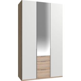 Kleiderschrank wimex "New York" Schränke Gr. B/H/T: 135 cm x 236 cm x 58 cm, 3 St., weiß (struktureichefarben hell,weiß, spiegel) Kleiderschränke mit Spiegeltür