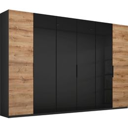 Drehtürenschrank Rauch "Fena" Schränke Gr. B/H/T: 300 cm x 223 cm x 61 cm, 6 St., schwarz (schwarz, glas schwarz, atlantic oak hell) Drehtürenschränke