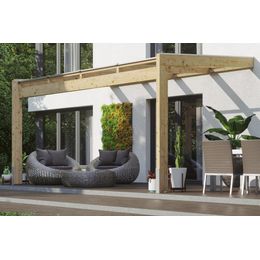 Skan Holz Terrassendach SKANHOLZ "Novara" Terrassenüberdachungen Gr. B/H/T: 450 cm x 274 cm x 259 cm, naturbelassen, beige (natur) Überdachungen