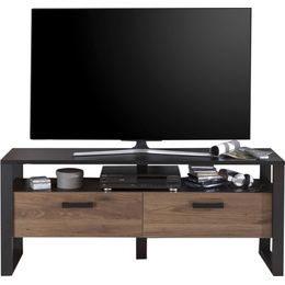 TV-Schrank Inosign "NORDI" Schränke Gr. B/H/T: 150,3 cm x 62,6 cm x 43,1 cm, Soft Close, Basisausführung, schwarz (okapi nuss und schwarz) TV-Lowboard TV-Lowboards