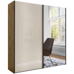 Schwebetürenschrank Wiemann "Monaco" Schränke Gr. B/H/T: 197,3 cm x 217 cm x 67 cm, 2 St., weiß (bianco, eiche, nachbildung, glas champagner, kristallspiegel) Schwebetürenschränke und Schiebetürenschränke