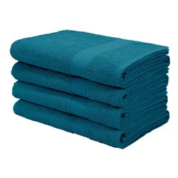 my home Duschtücher Juna, 4 Duschtücher 70x140, 100% Baumwolle, Set und als Serie, Walkfrottee (4-St), Handtuch-Set, mit Bordüre, Handtücher in Uni-Farben, weich, blau