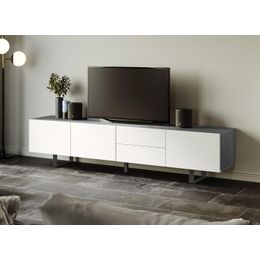 Lowboard DIVENTA Sideboards Gr. B/H/T: 220 cm x 52 cm x 45 cm, weiß (beton weiß) Lowboards