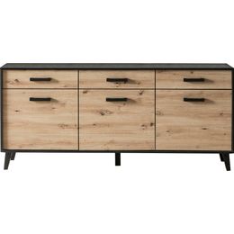 Sideboard Inosign "ARTONA" Sideboards Gr. B/H/T: 186 cm x 85 cm x 39,3 cm, Soft Close, 3, schwarz (artisan, schwarz) Sideboards