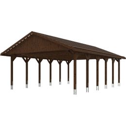 Skan Holz Skanholz Doppelcarport Wallgau, BxT: 620x900 cm, 215 cm Einfahrtshöhe, 620x900cm, mit Dachlattung, braun