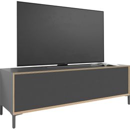 Müllermöbel TV-Board MÜLLER SMALL LIVING "VERTIKO HIFI" Sideboards Gr. B/H/T: 148 cm x 37 cm x 45 cm, schwarz-weiß (anthrazit birke) TV-Lowboards