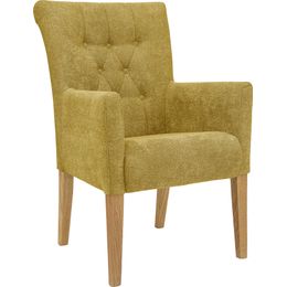 Esszimmerstuhl Home Affaire "King" Stühle Gr. B/H/T: 60 cm x 92 cm x 65 cm, Beingestell aus Massivholz, Feinstruktur, Elegante Knopfheftung im Rückenteil, gelb (senffarben, natur) Küchenstühle