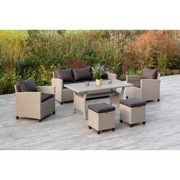 Garten-Essgruppe Merxx "Striano" Sitzmöbel-Sets Gr. H/T: 74 cm x 65 cm, Polyester, Dining Set, beige (natur, natur, natur) Outdoor Möbel