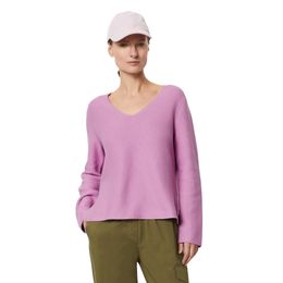 Marc O'Polo V-Ausschnitt-Pullover MARC O'POLO "aus Organic Cotton" Gr. M, lila Damen Pullover V-Pullover