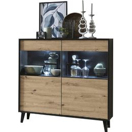 Highboard Inosign "ARTONA" Sideboards Gr. B/H/T: 125,3 cm x 117,3 cm x 39,3 cm, Soft Close, schwarz (artisan, schwarz) Highboards