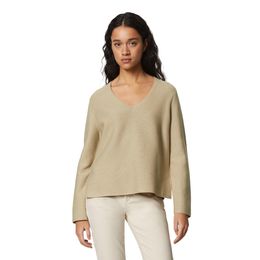 Marc O'Polo V-Ausschnitt-Pullover MARC O'POLO "aus Organic Cotton" Gr. S, beige Damen Pullover V-Pullover