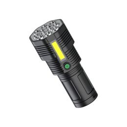 USB-LED-Taschenlampe mit starkem Licht, intelligentes Schnellladen, Taschenlampe mit starkem Licht und Seitenlicht, Outdoor-Taschenlampe - Lycxames