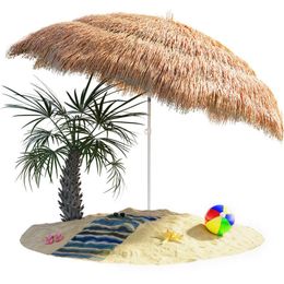 Kingsleeve Sonnenschirm Hawaii ø 160 cm uv Schutz 30+ Neigbar Höhenverstellbar Wasserabweisend Erdspieß Mehrfarbig Bastschirm Hawaiischirm Strandschirm