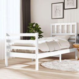 MAISONCHIC Massivholzbett Einzelbett Bett für Schlafzimmer Weiß 90x200 cm DE45386