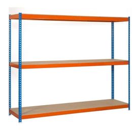 Proregal Schwerlastregal wood yeti four HxBxT 200x150x60cm Fachlast 400kg Blau-Orange - Blau-Orange