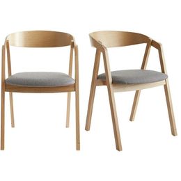 Miliboo Skandinavische Stühle aus hellem Eichenholz und grauem Stoff (2er-Set) lova - Eiche hell