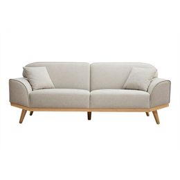 Miliboo - Skandinavisches Sofa aus beigem Stoff mit Samteffekt und hellem Holz 3-Sitzer freema - Beige