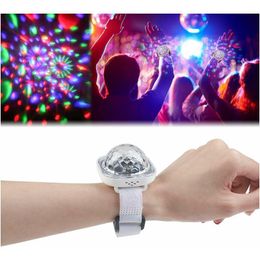 Disco-Licht, Sternenprojektor-Licht, Party-Ball-Lichter, Disco-Uhr für Kinder, Mini-LED-Nachtlicht mit Farbwechsel (Weiß)